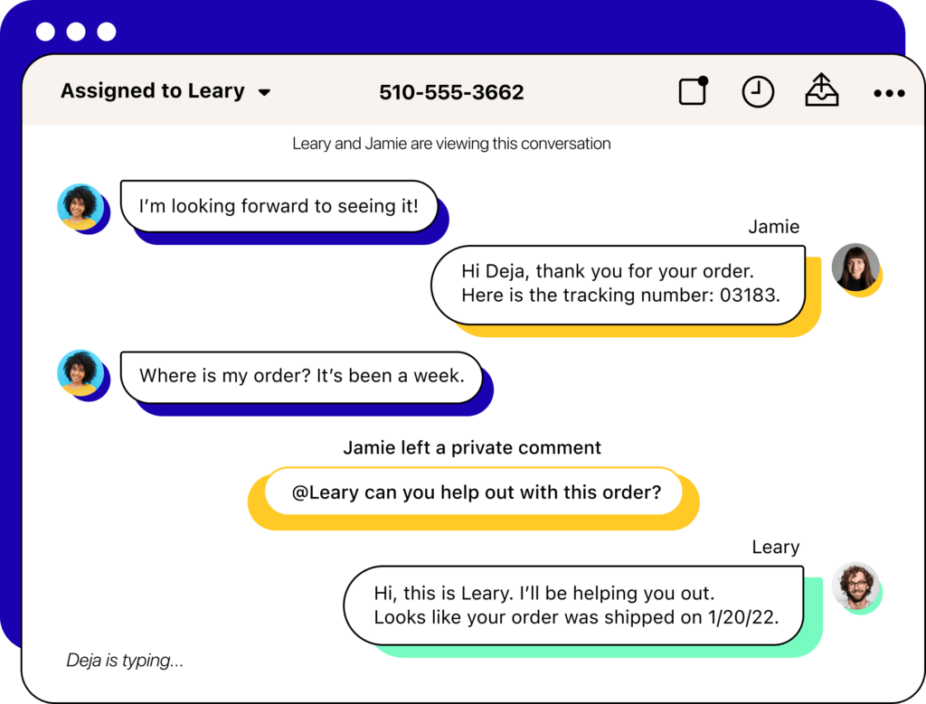 Shared SMS text message inboxes from Heymarket